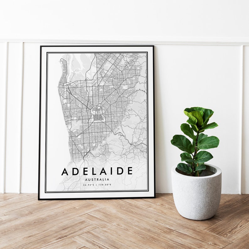 Adelaide Map Print, Adelaide Australia City Map, State Map Wall Art ...
