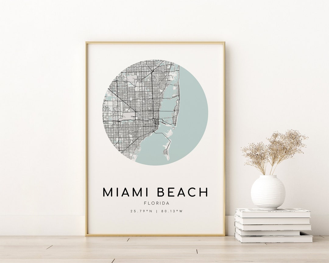 MIAMI BEACH City Map Florida USA Map Map Posters Minimalist - Etsy Portugal