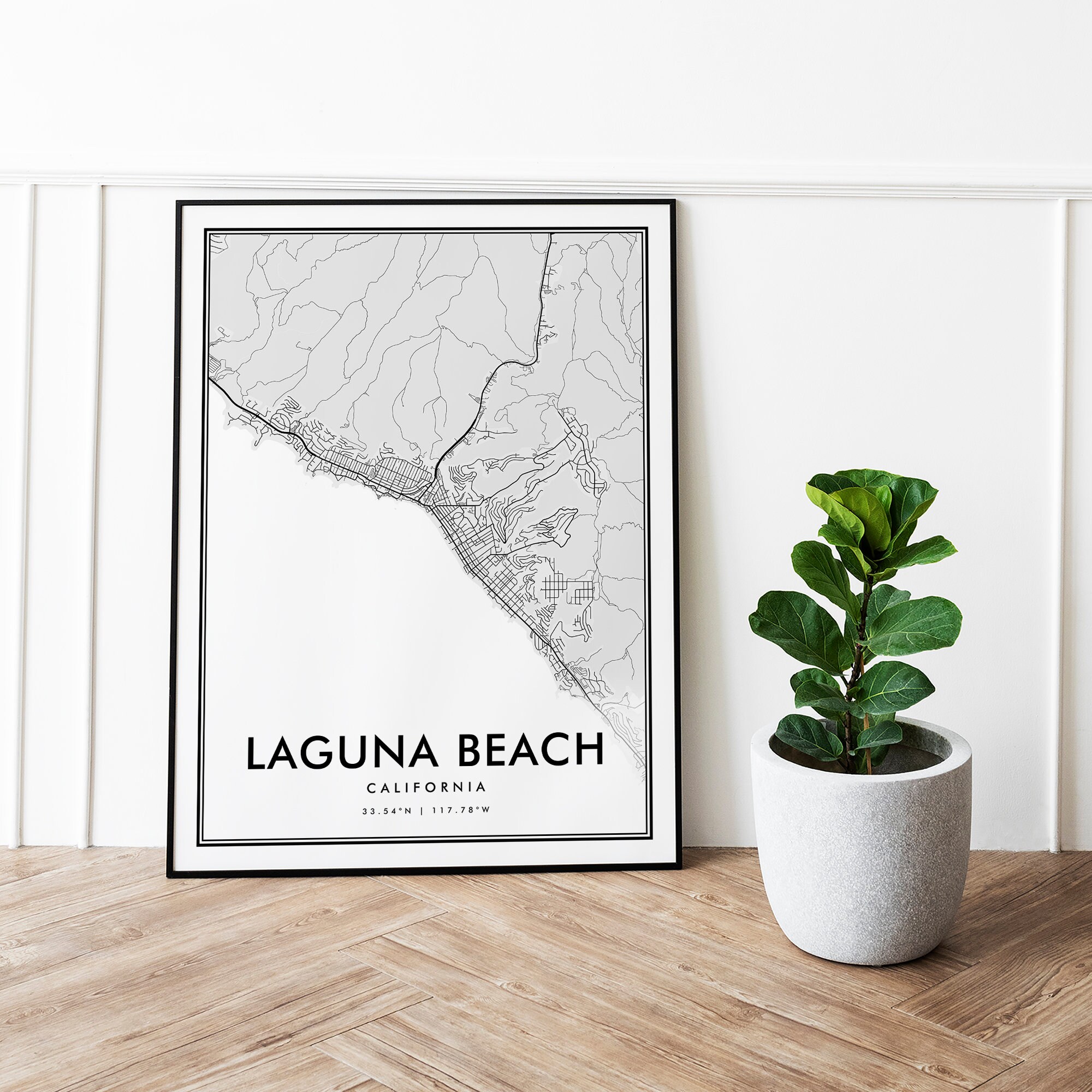Laguna Beach Map Print, Laguna Beach California Town Map, Minimalist ...
