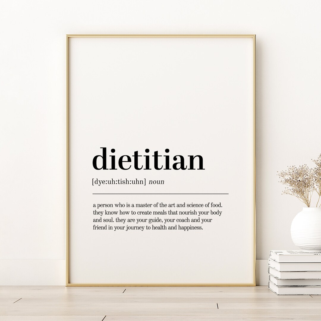 Dietitian Definition Print, Dietitian Dictionary Print, Birthday Gift ...
