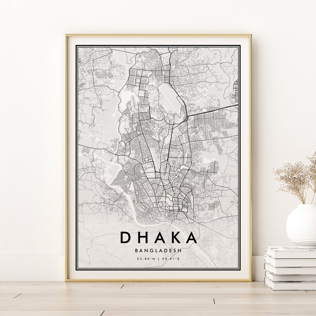 Dhaka City Map, Dhaka Map Print, Custom Locations, Anniversary ...