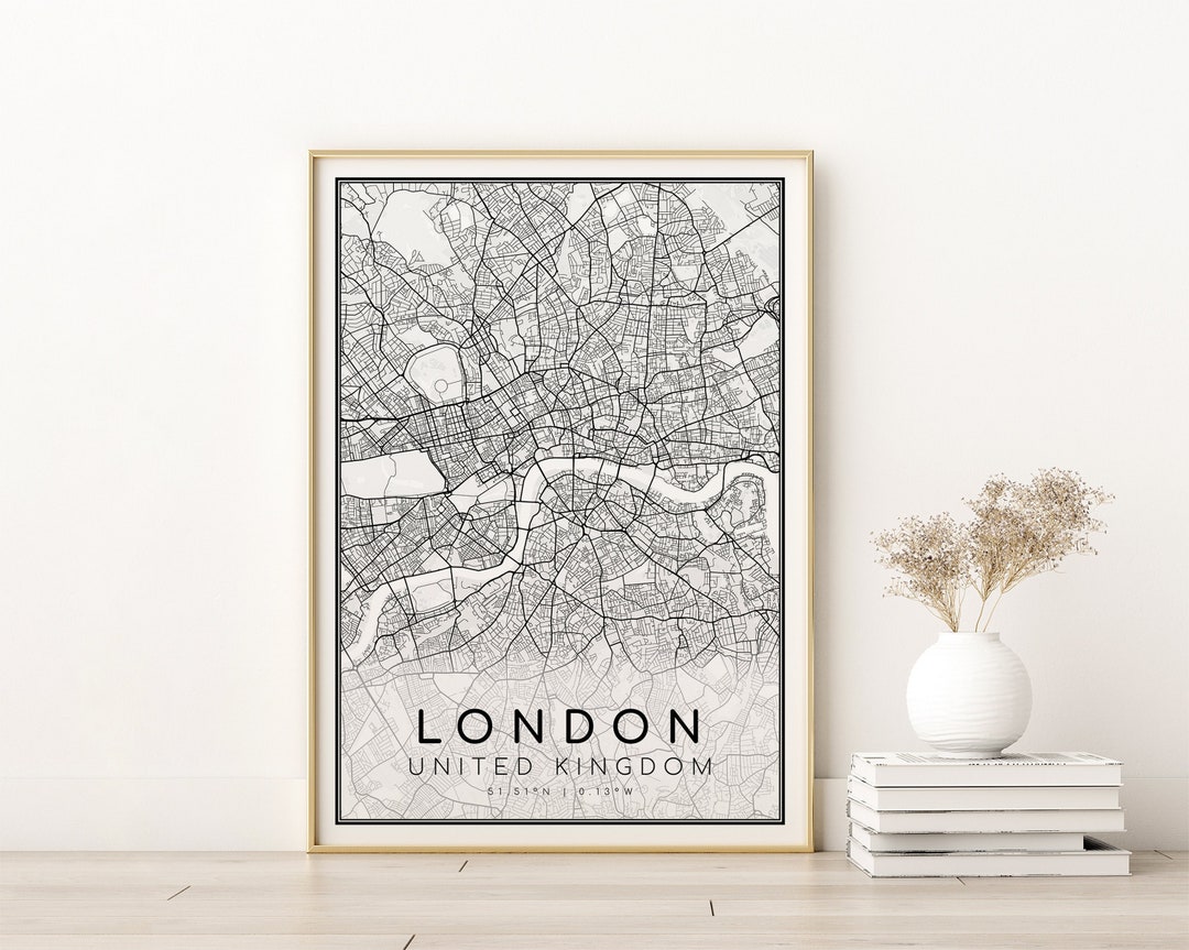 LONDON City Map United Kingdom Posters Engagement Map Art - Etsy UK