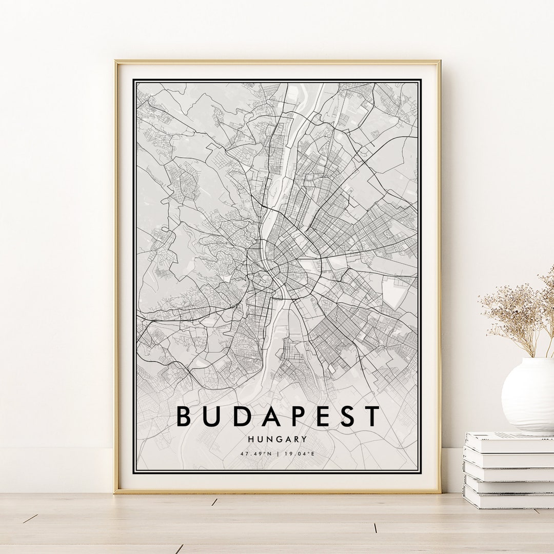 Budapest Map Print, Hungary City Map Print, Custom Digital Map Download ...