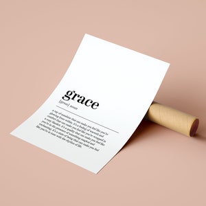 Grace Definition Print, Grace Printable Poster, Grace Wall Prints ...