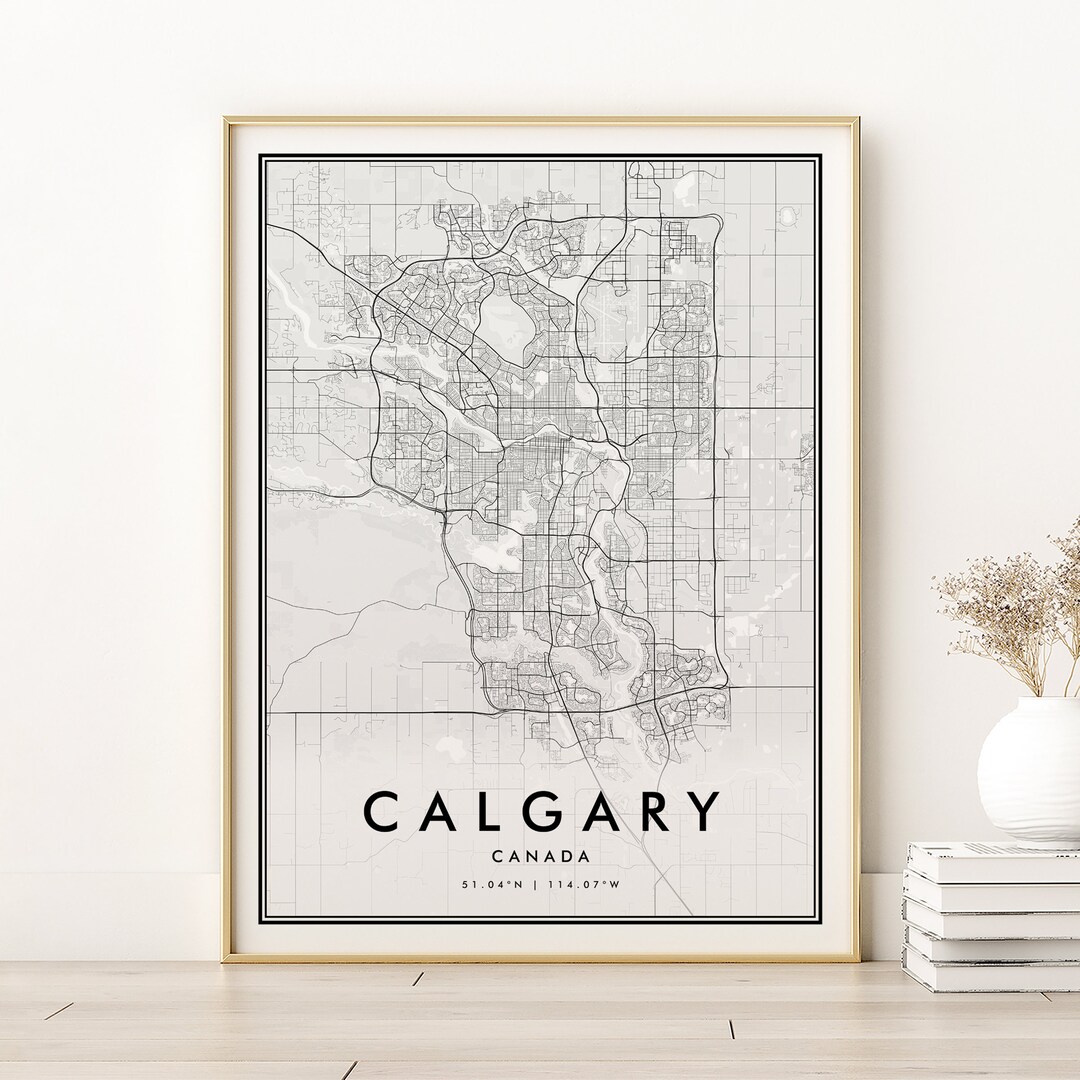 Calgary Map Print, Calgary Canada City Map, Modern Road Map Poster ...