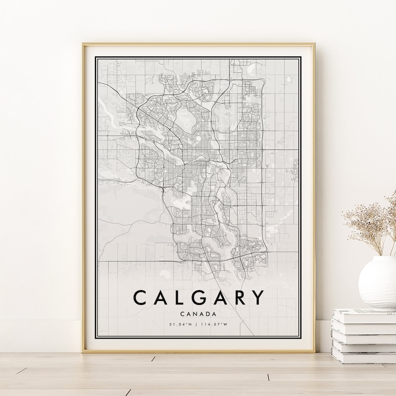 Calgary on a Map of Canada - Etsy UK
