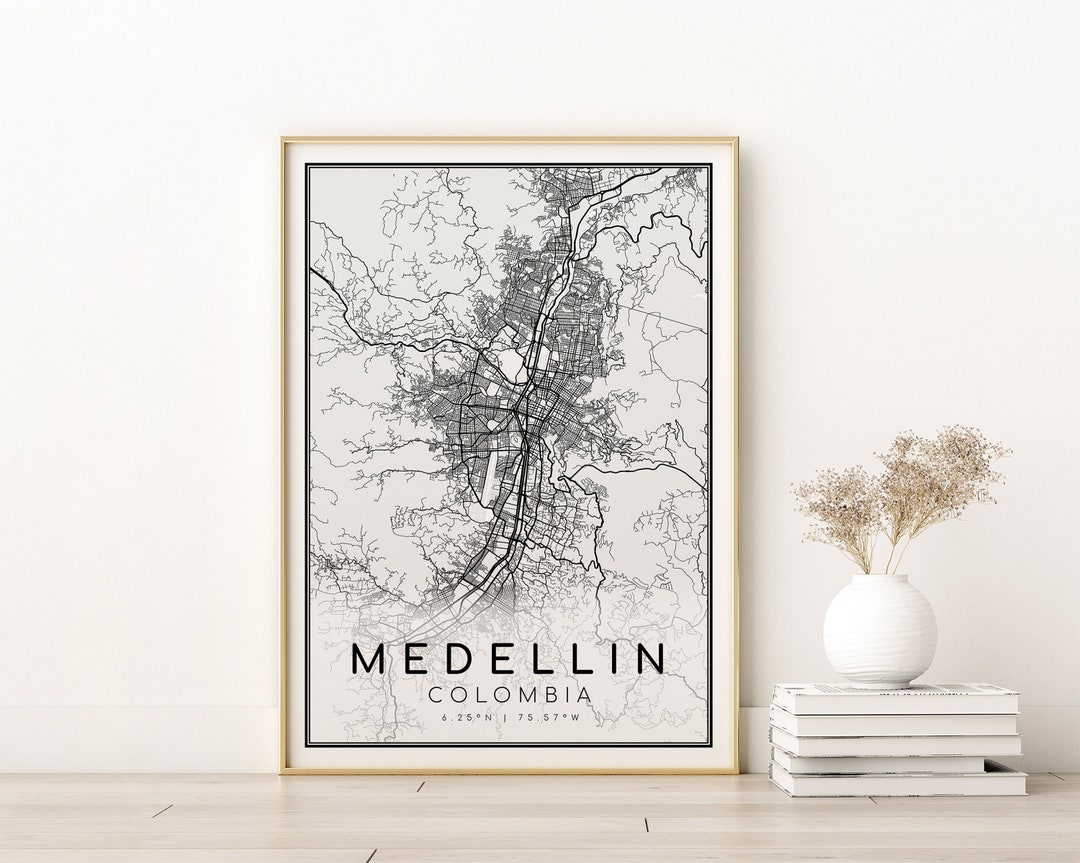 MEDELLIN Map Print Colombia Road Map Poster Gifts for Her - Etsy