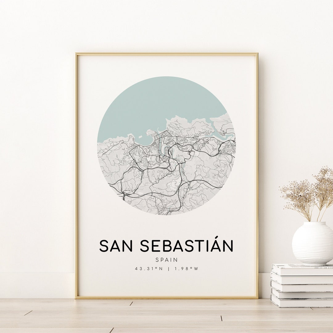 SAN SEBASTIAN City Map, Spain Modern Map Poster, Happy Anniversary ...