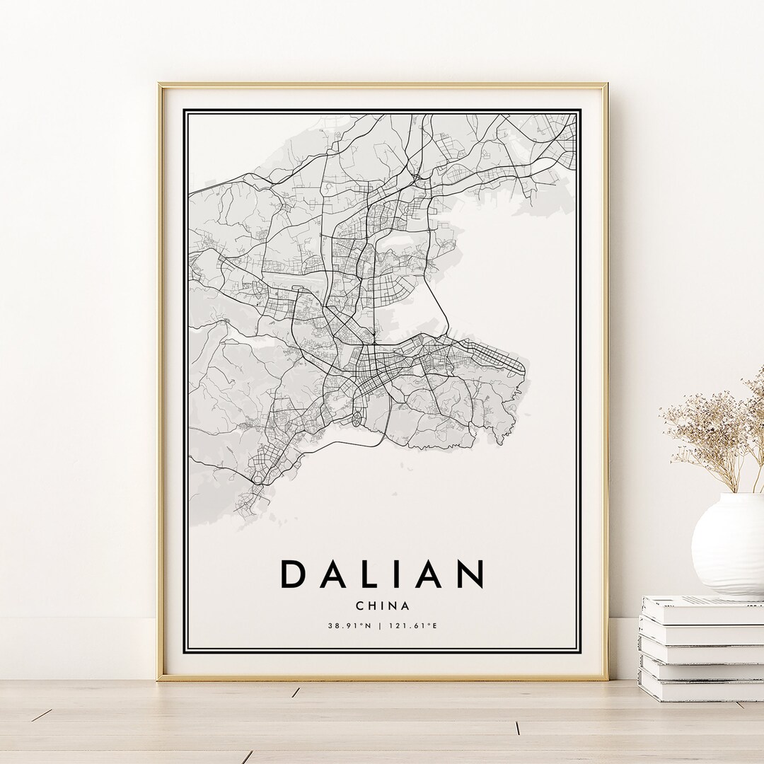 Dalian Map Print, Dalian China City Map Poster, Retro Home Map Print ...