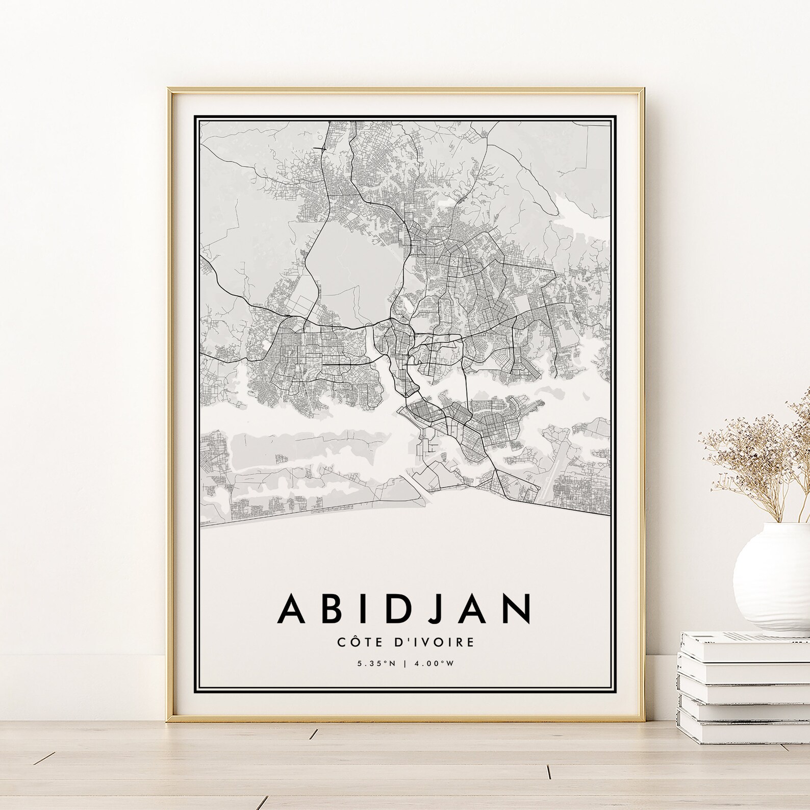 Abidjan Map Print, Cote Divoire Gift Map, Minimalist Abidjan Côte D ...