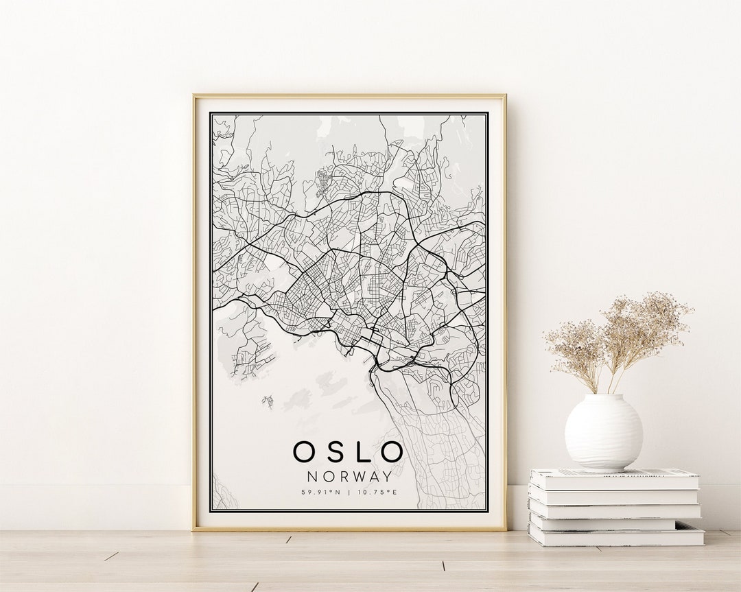 OSLO City Map Norway Wall Map Poster Black and White Print - Etsy UK