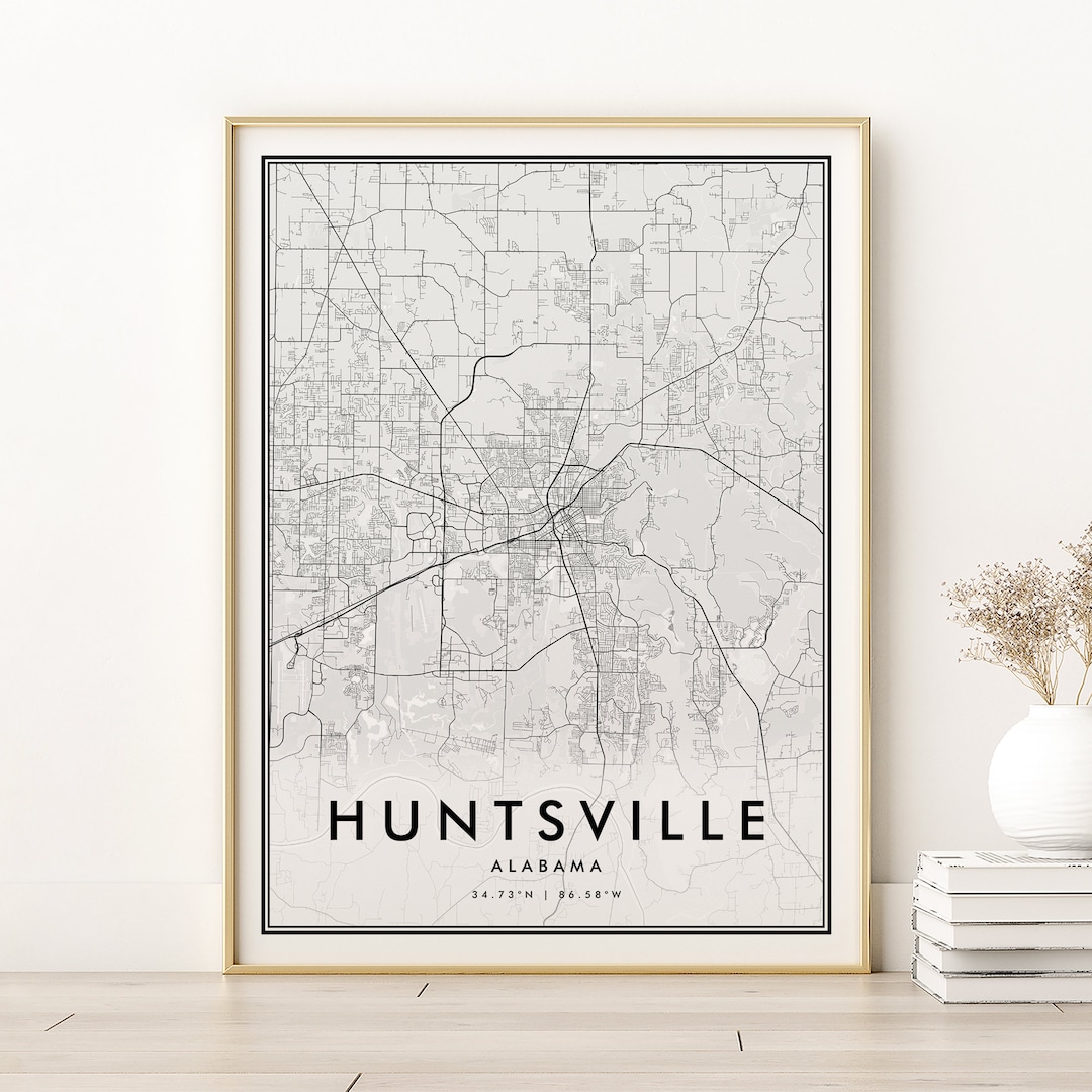 Huntsville Alabama Map Print, USA AL City Map Poster, Gifts for Her ...