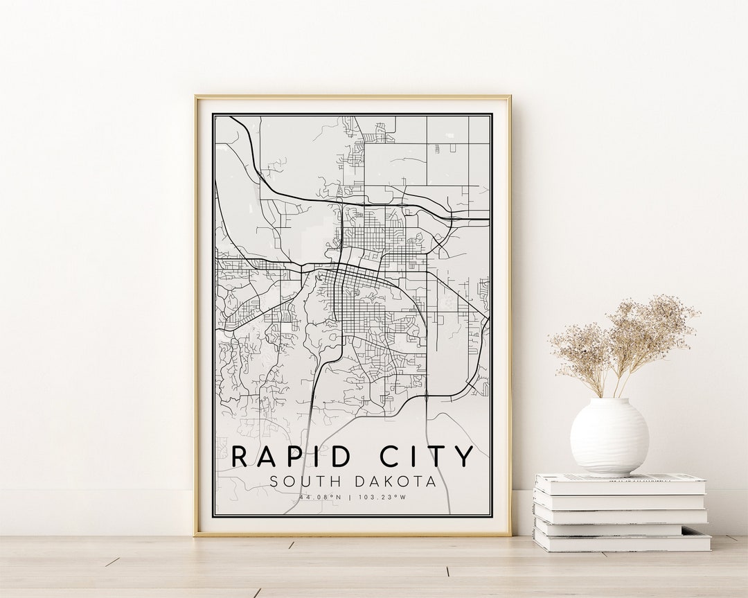 RAPID CITY City Map South Dakota Map Print Wedding Gift - Etsy