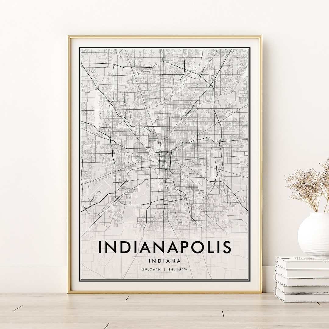 Indianapolis Map Print, Indianapolis Indiana City Map Poster, IN Modern ...