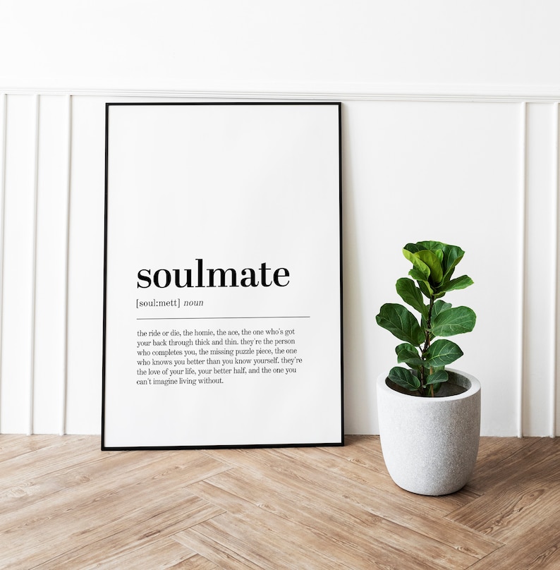 Soulmate Definition Print, Soulmate Dictionary Print, Birthday Gift ...
