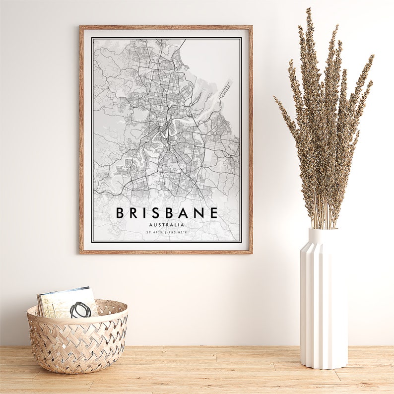 Brisbane Map Print, Brisbane Australia City Map, Best Home Decor ...