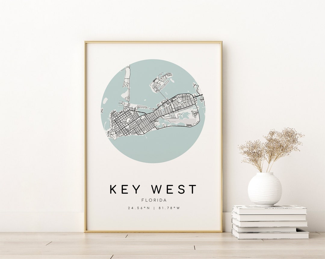 KEY WEST City Map Florida Map Print Modern Poster Happy - Etsy