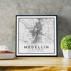 MEDELLIN Map Print Colombia Road Map Poster Gifts for Her - Etsy