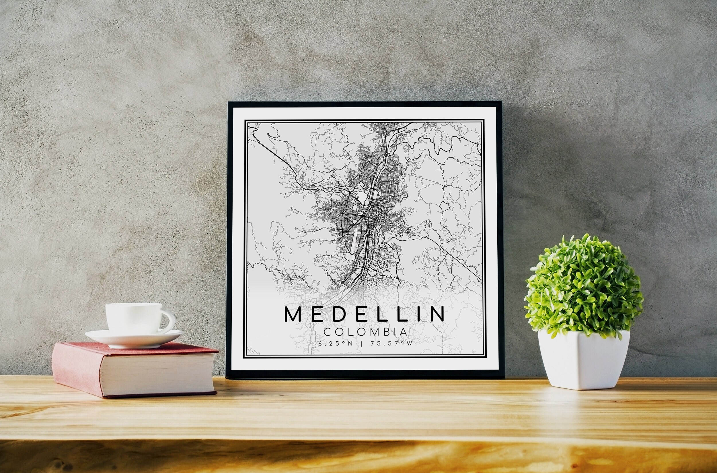MEDELLIN Map Print Colombia Road Map Poster Gifts for Her - Etsy
