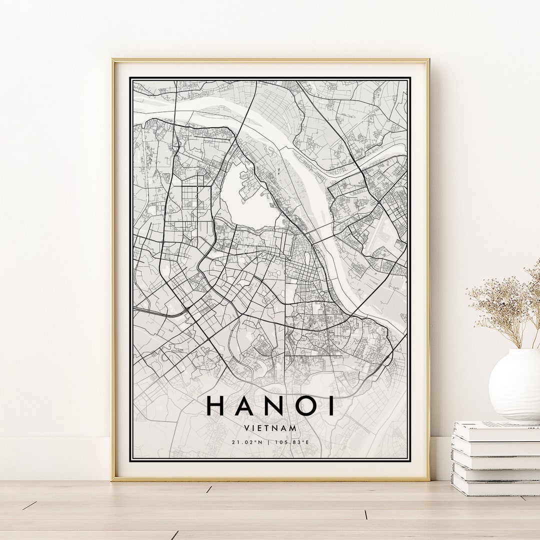 Hanoi Map Print, Hanoi Vietnam City Map Poster, Retro Travel Trip Road ...