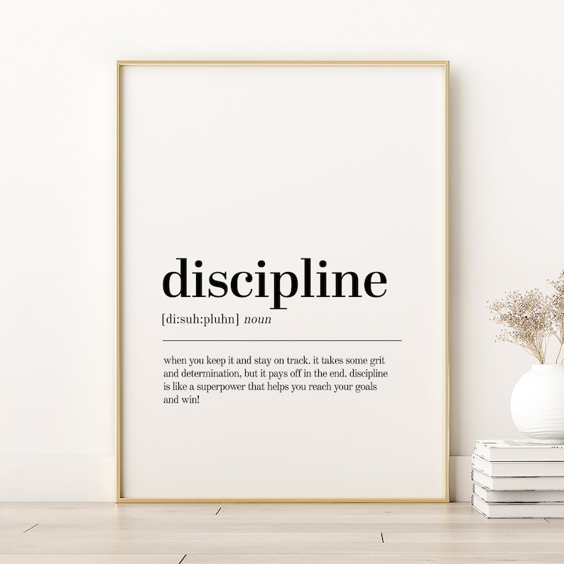 Discipline Definition Print, Discipline Printable Poster, Retro Wall ...