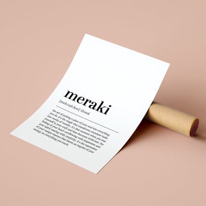 Meraki Definition Print, Meraki Printable Poster, Retro Wall Art Prints ...