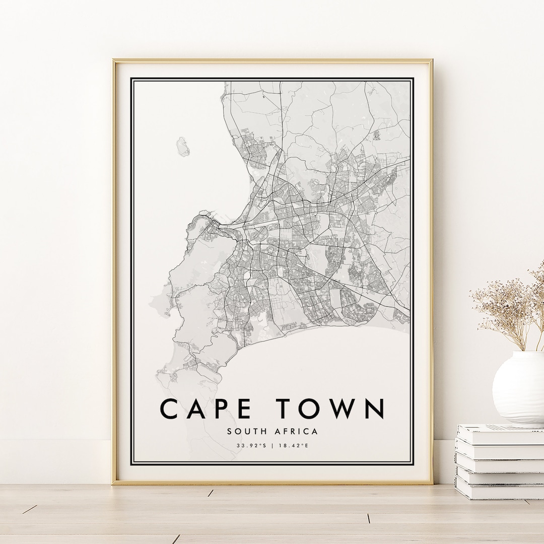 Cape Town Map Print, Cape Town City Map Poster, Personalized Gifts ...