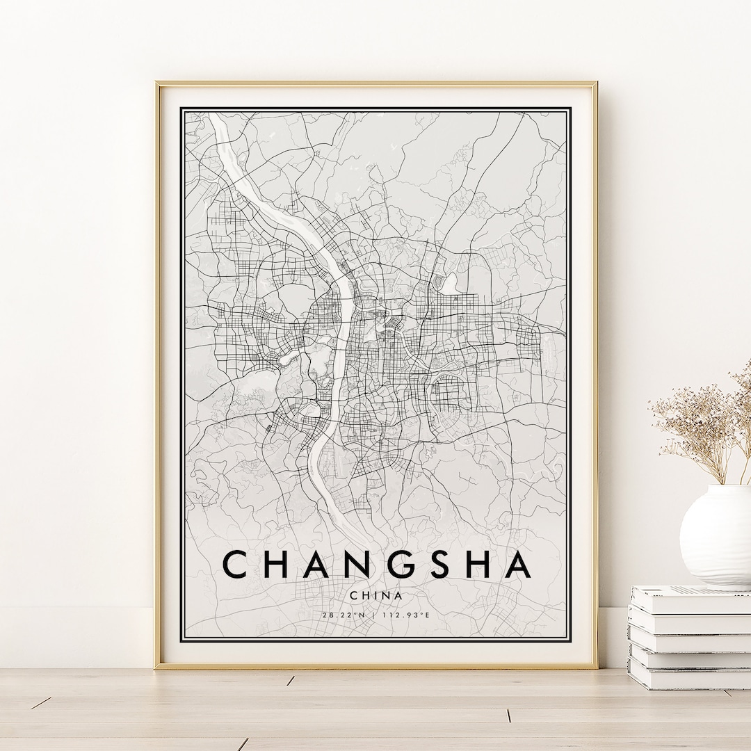 Changsha Map Print, Changsha China City Map, Gift Home Map Poster ...