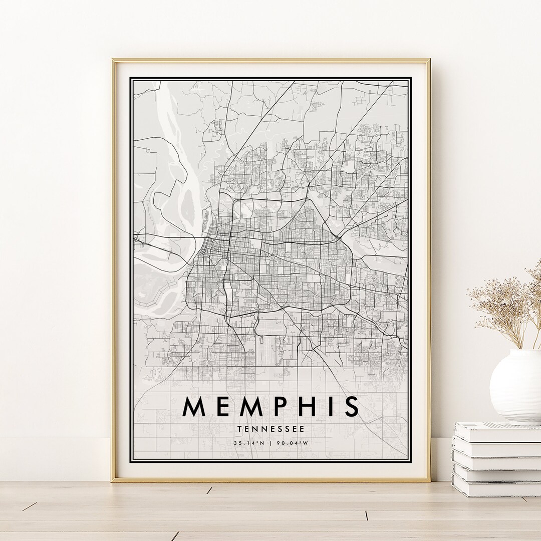Memphis Map Print, Memphis Tennessee Map Poster, Engagement Modern Map Print, Personalized ...