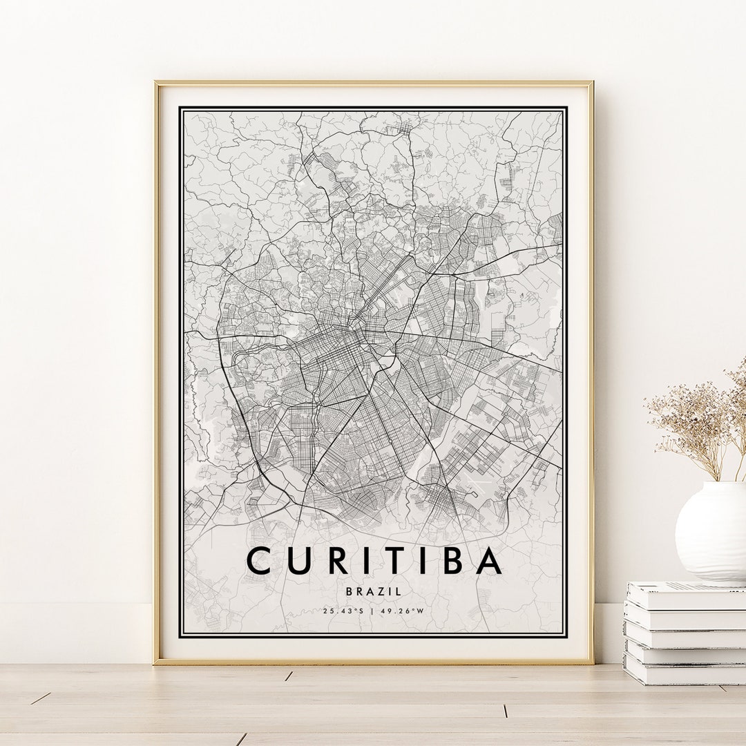 Curitiba Map Print, Brazil Country Map Poster, Curitiba Brazil City Map ...
