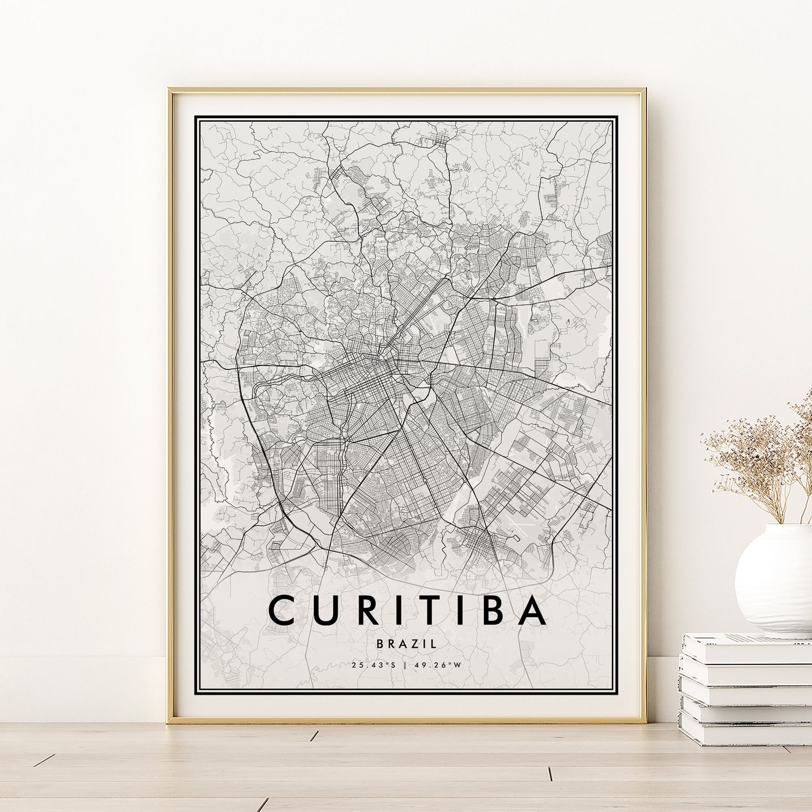 Curitiba Map Print, Brazil Country Map Poster, Curitiba Brazil City Map ...