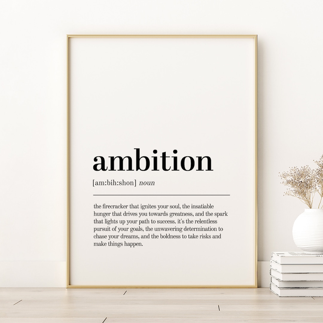 Ambition Definition Print, Ambition Office Definition Print, Unique ...