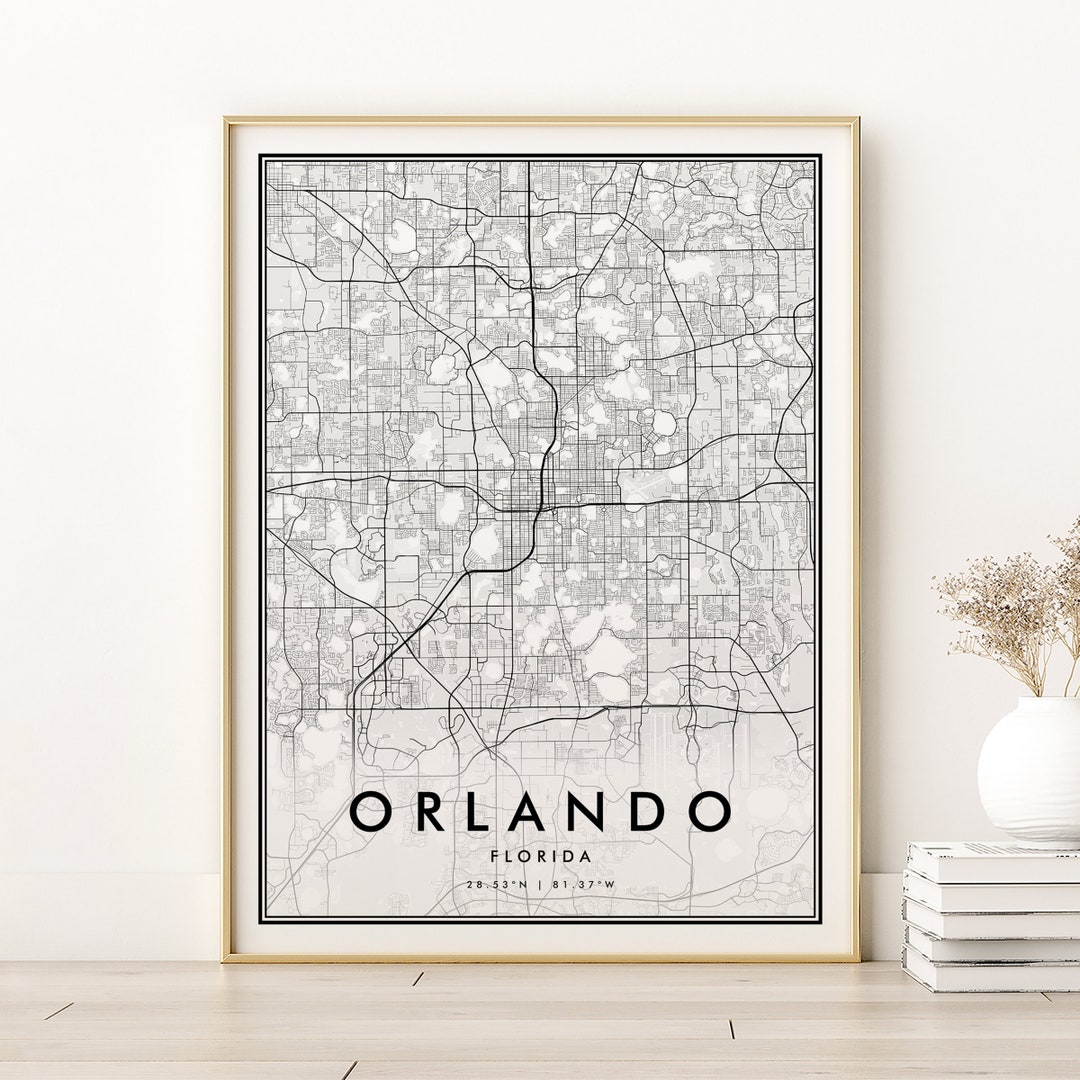 Orlando Map Print, Florida USA, Orlando Florida City Map, Minimalist ...