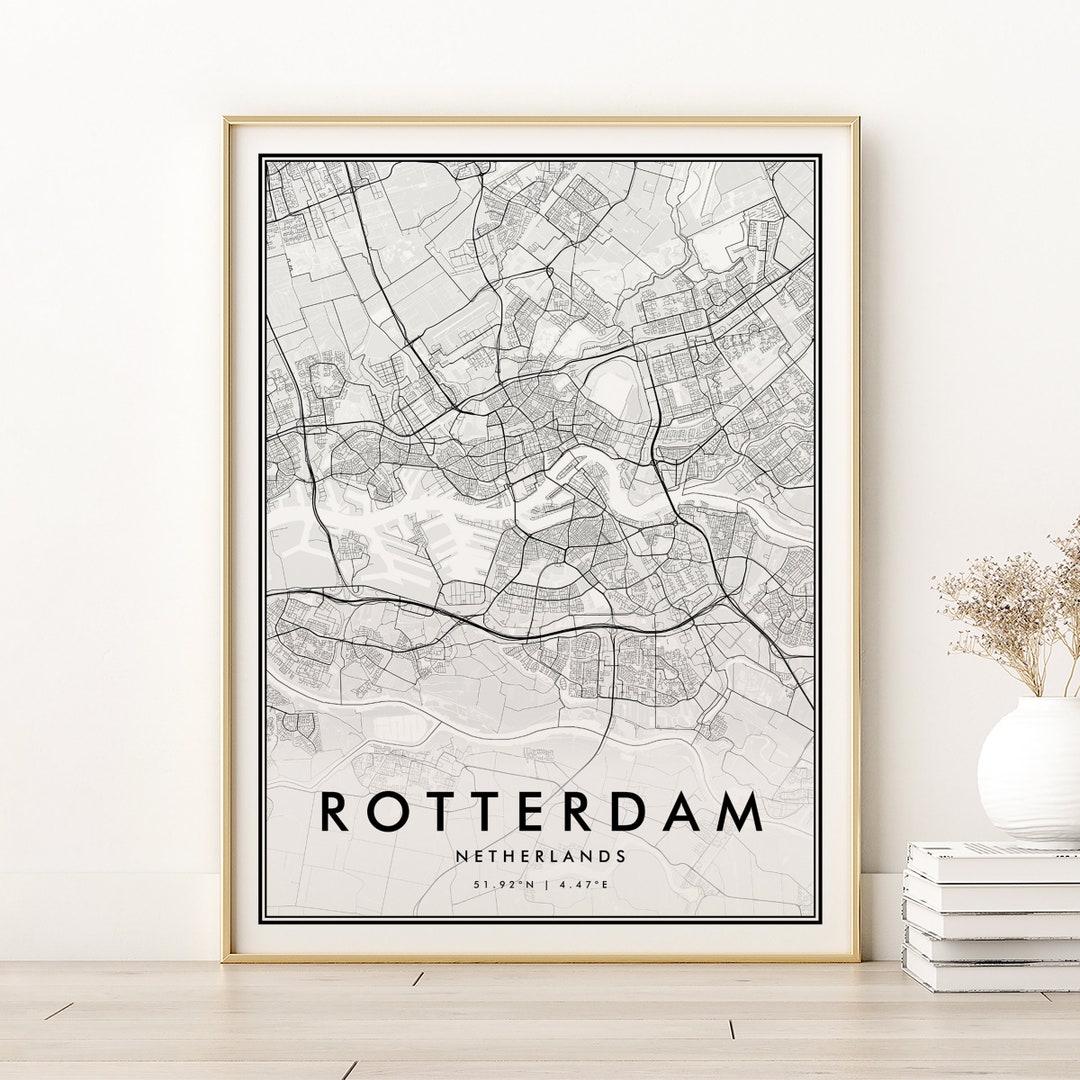 Rotterdam Map Print, Rotterdam Netherlands City Map Gift, Minimalist ...