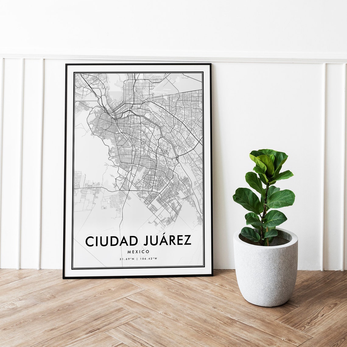 Ciudad Juárez City Map, Mexico Map Print, Modern Poster, Birthday Gift ...