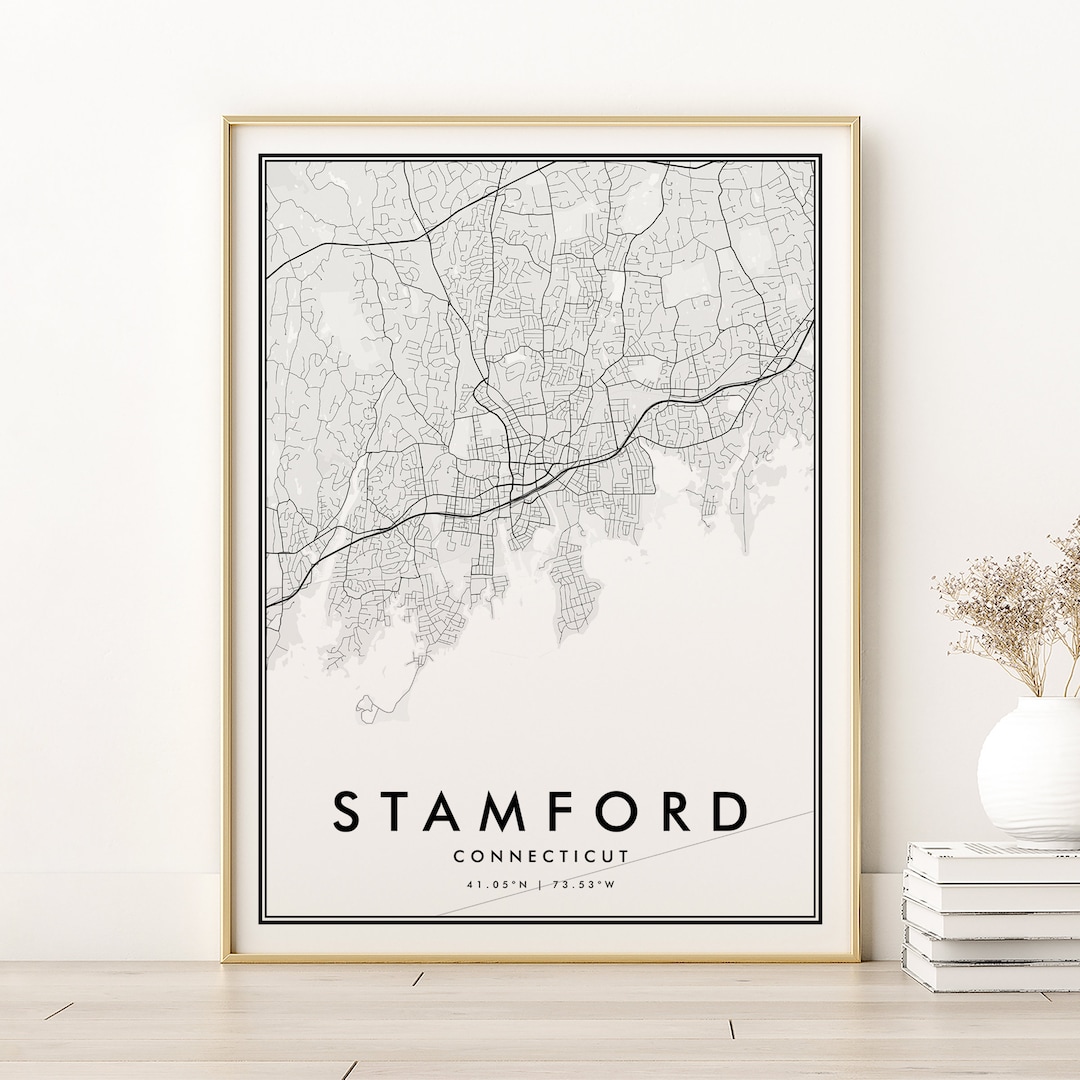 Stamford City Map Print, CT USA Road Map Poster, Printable Stamford ...