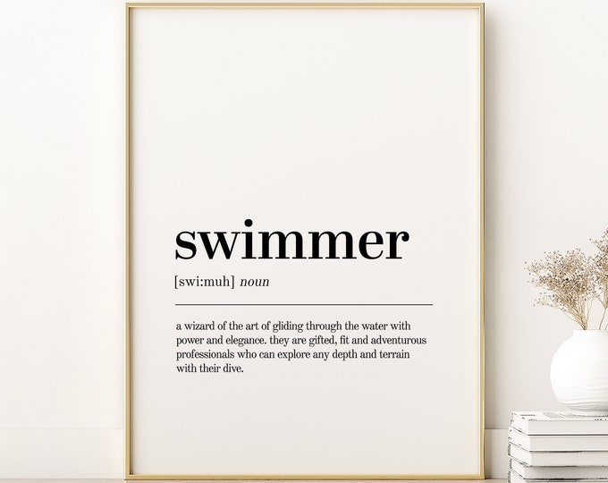 Definition of A Swimmer Quote Poster, Swimming, Swimmer, Print, Home ...