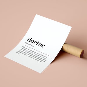 Doctor Definition Print, Doctor Minimalist Print Modern Wall Art, Self ...