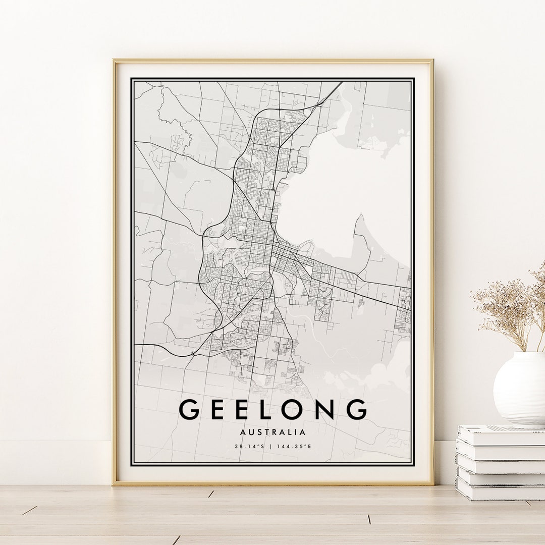 Geelong Map, Geelong Australia Town Map, Gift Minimalist Art, Geelong ...