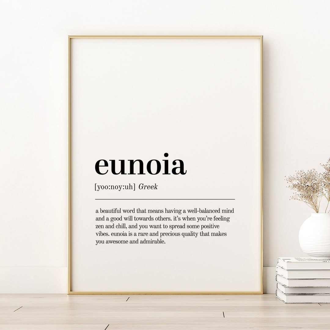 Eunoia Definition Print, Eunoia Printable Poster, Retro Wall Art Prints ...