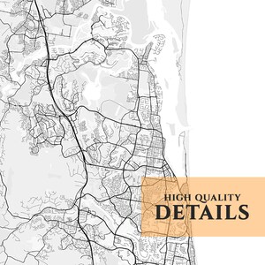 Gold Coast Map Print, Gold Coast Australia City Map, Road Map Poster ...