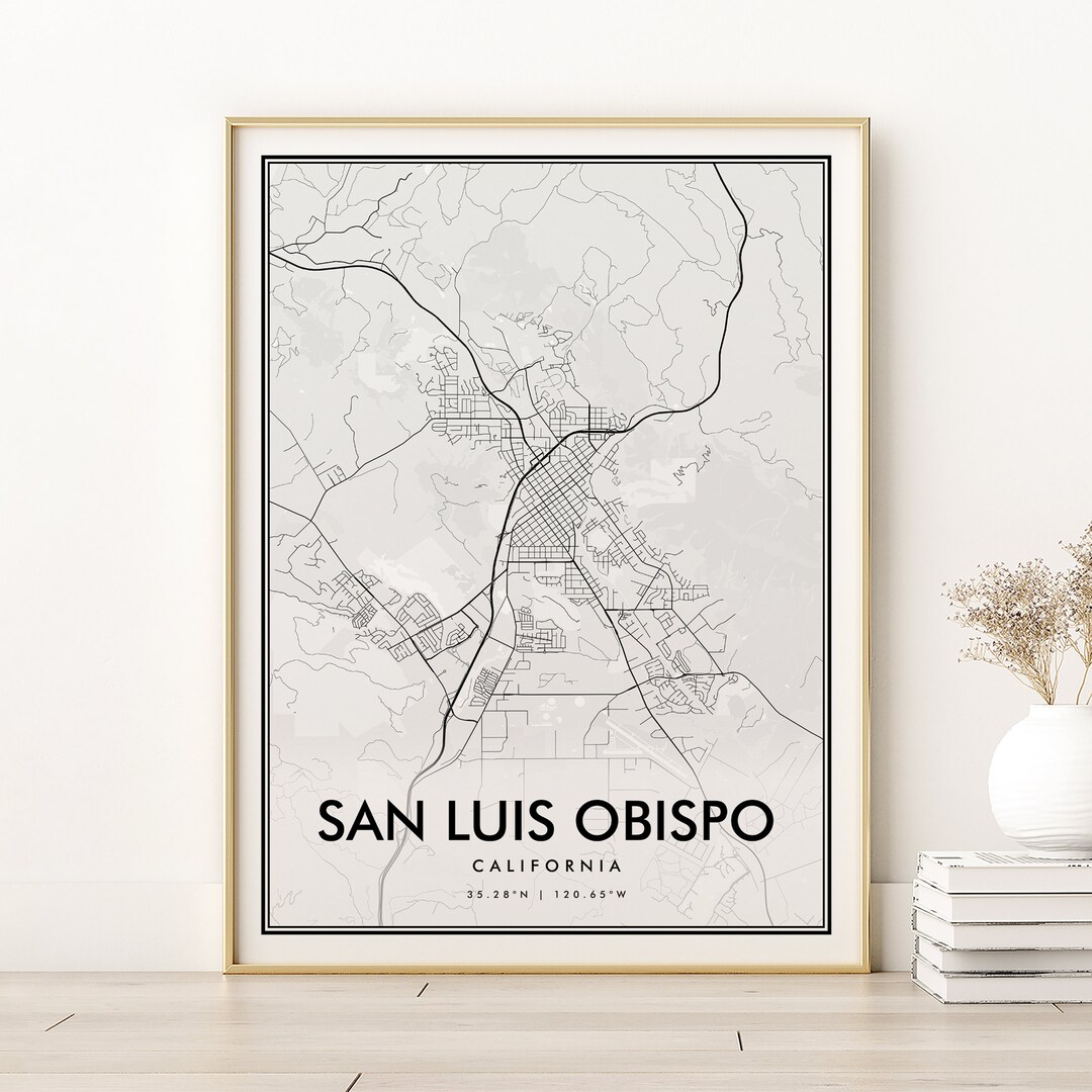 San Luis Obispo City Map, Ca Map Poster, Minimalist San Luis Obispo Map ...