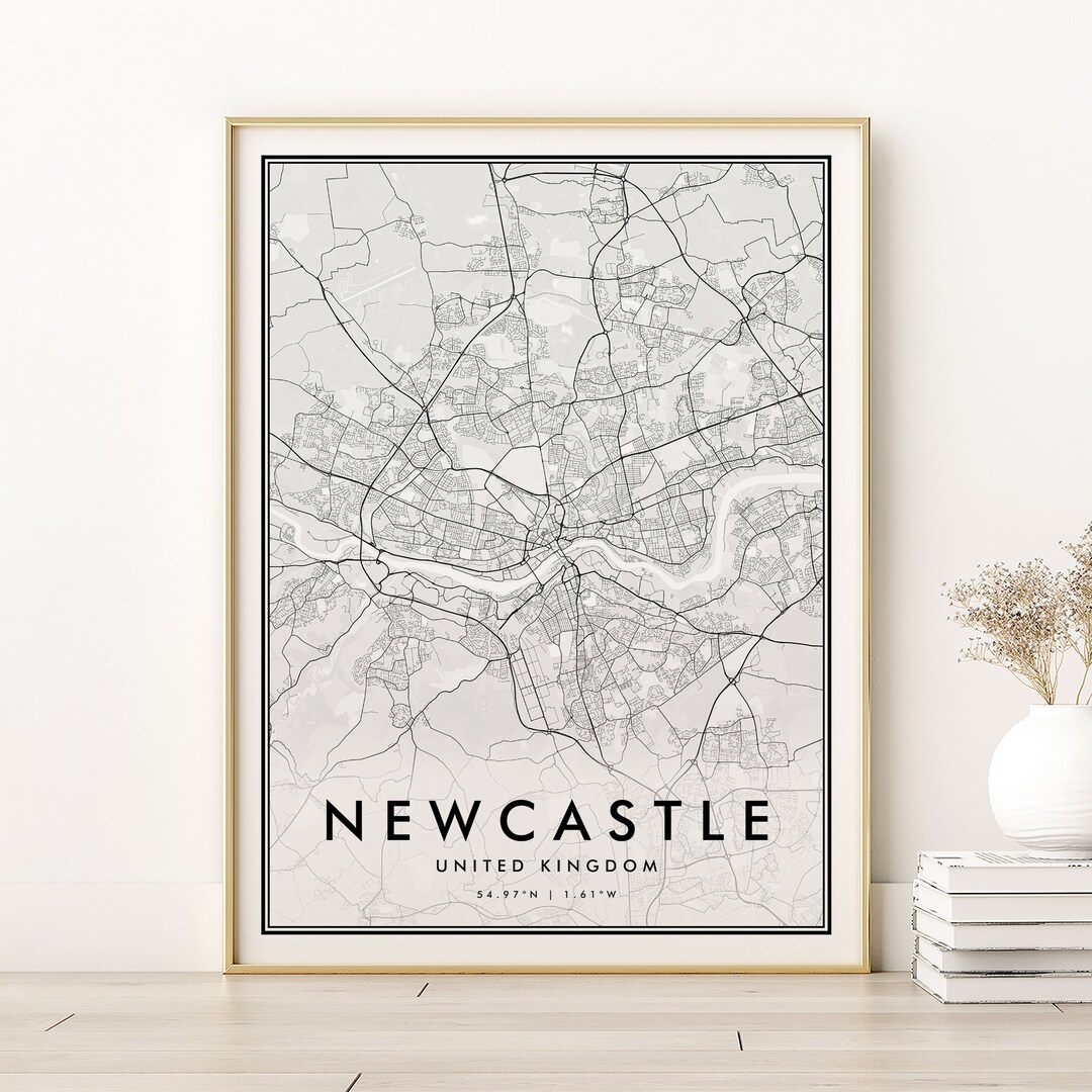 Newcastle Map Print, United Kingdom Personalized City Map Print, New ...