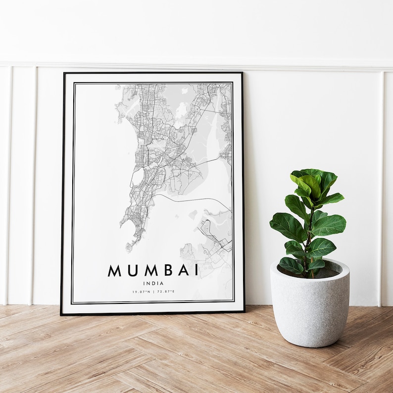 Mumbai Map Print, Mumbai India Personalized City Map, New Job Gift ...