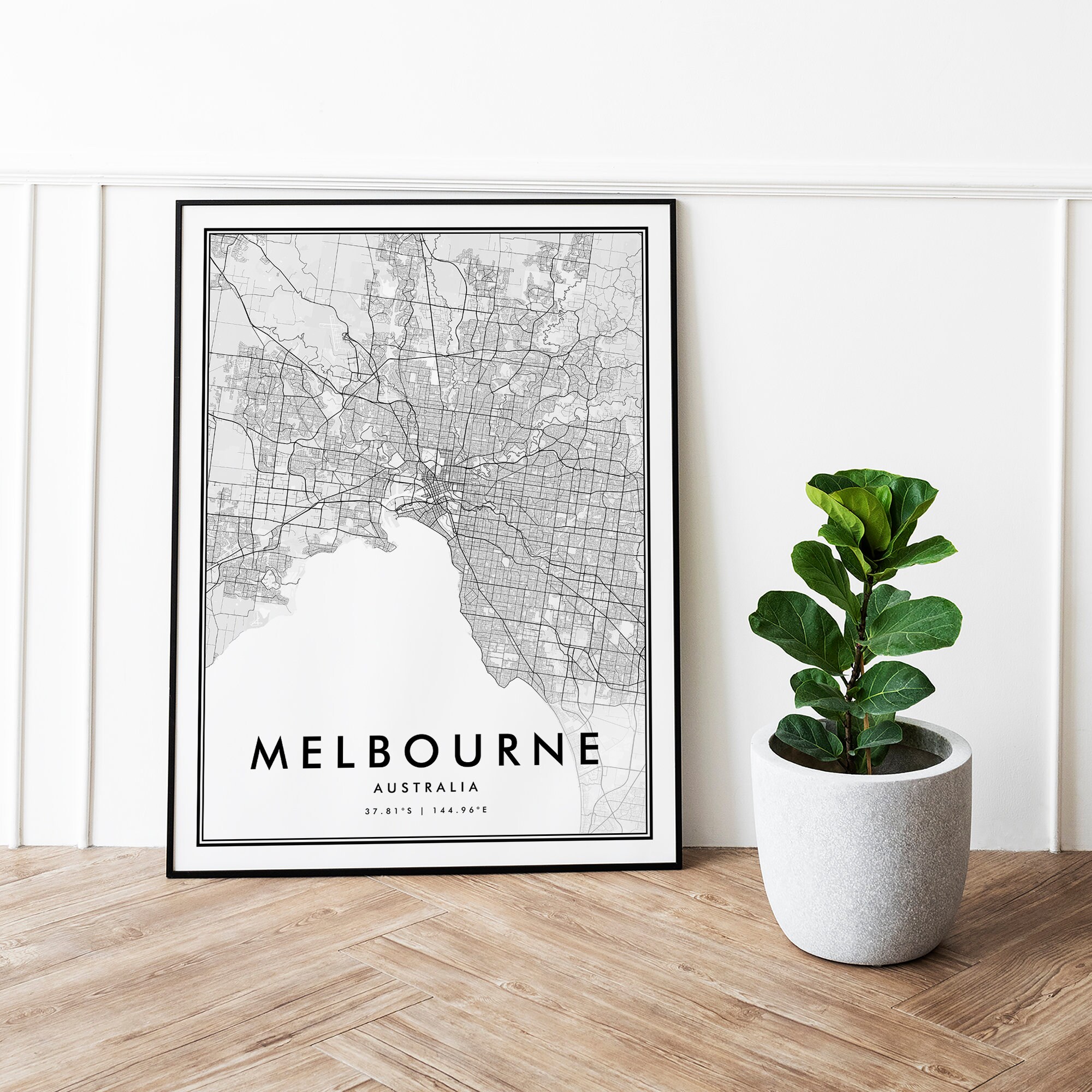 Melbourne Map Print, Melbourne Australia Street Map Poster, Road Map ...
