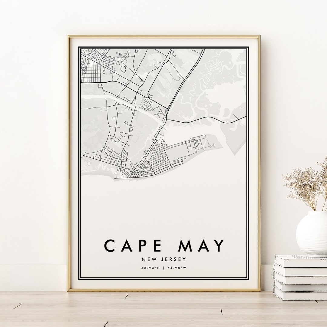 Cape May Map Print, Retro Cape May New Jersey City Map, Personalized ...