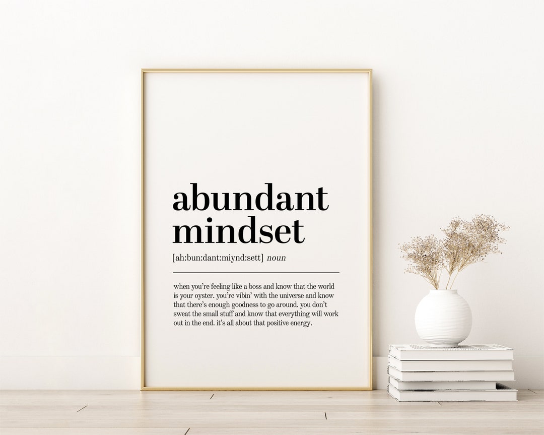 Abundant Mindset Definition Print, Printable Poster, Retro Wall Art ...