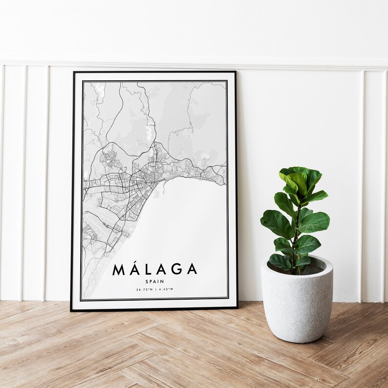 Málaga Map Print, Malaga City Map, Spain City Street Map Art, Malaga ...