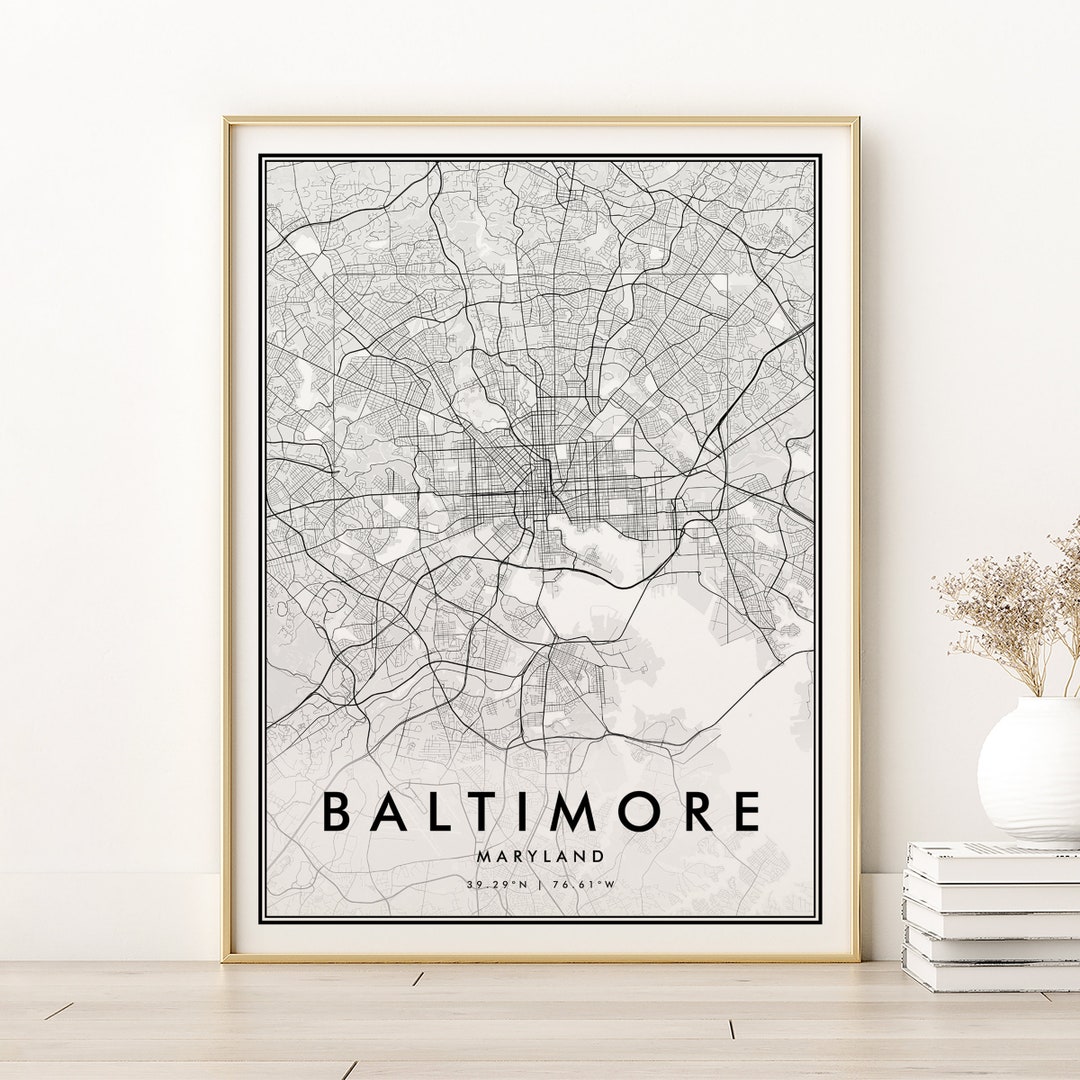Baltimore Map Print, Baltimore Maryland City Map Poster, Personalized ...
