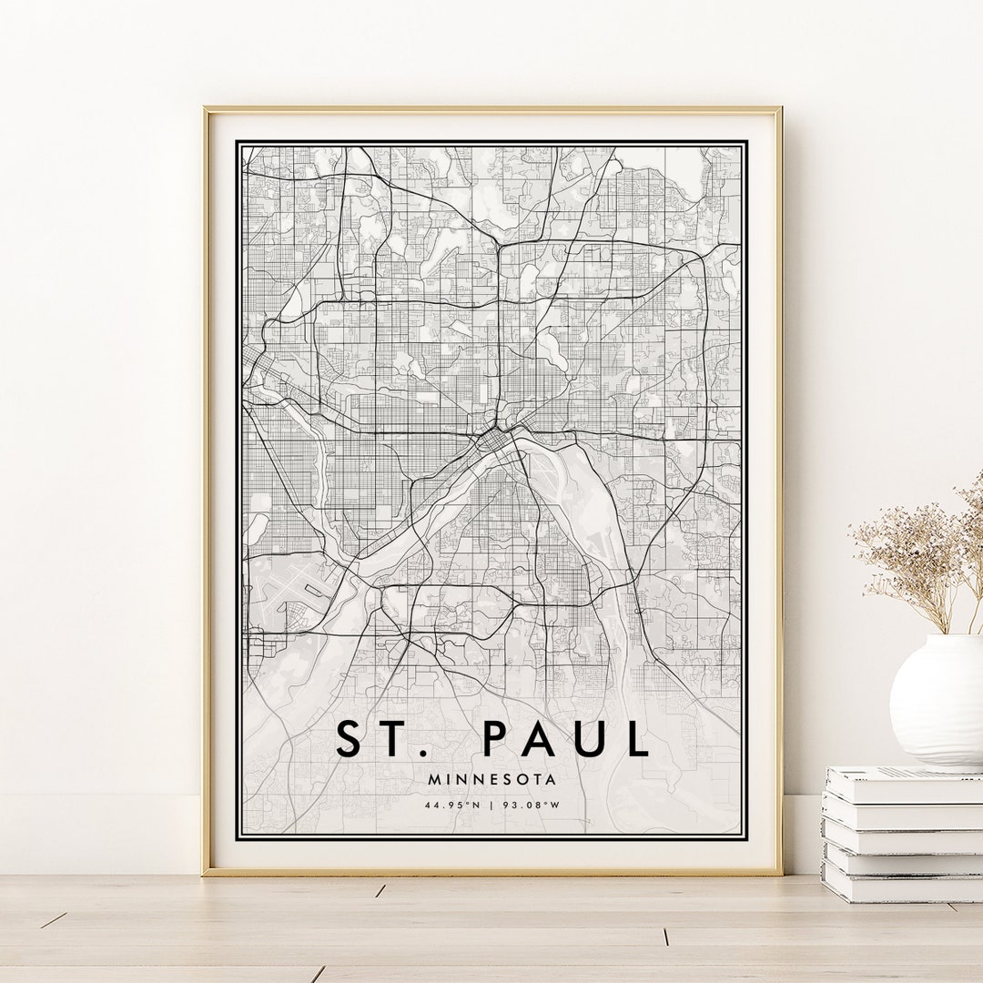 ST. Paul Map Print, Minnesota MN City Map, Gift St. Paul Minnesota Map ...